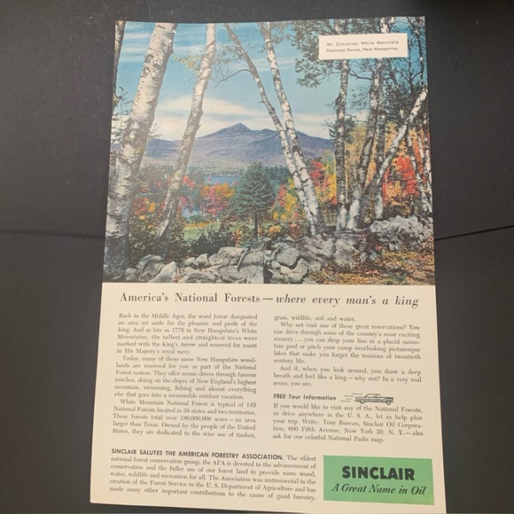 Accents | Vintage 1956 Sinclair Oil Americas National Forests Ad ...